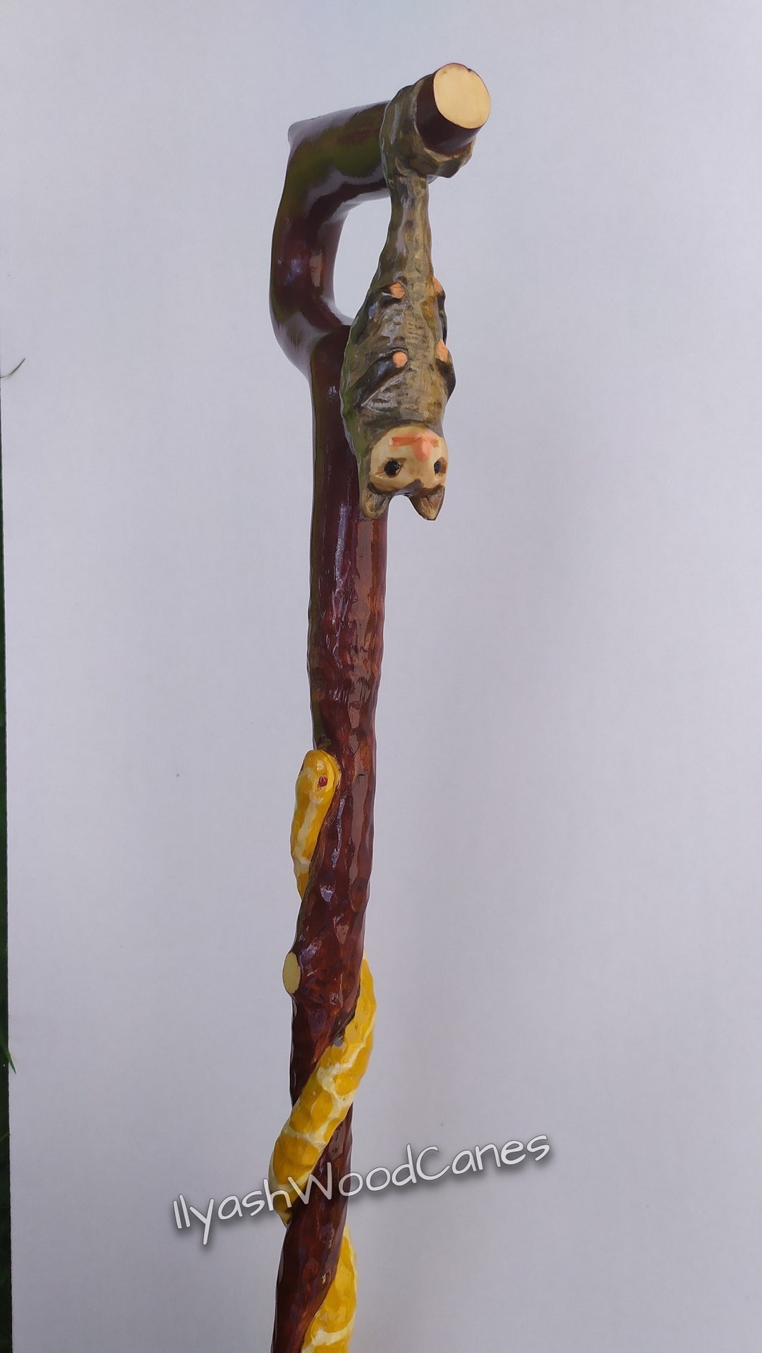 Wooden Walking Cane Handmade Opossum and Albino Python Walking Stick - Etsy