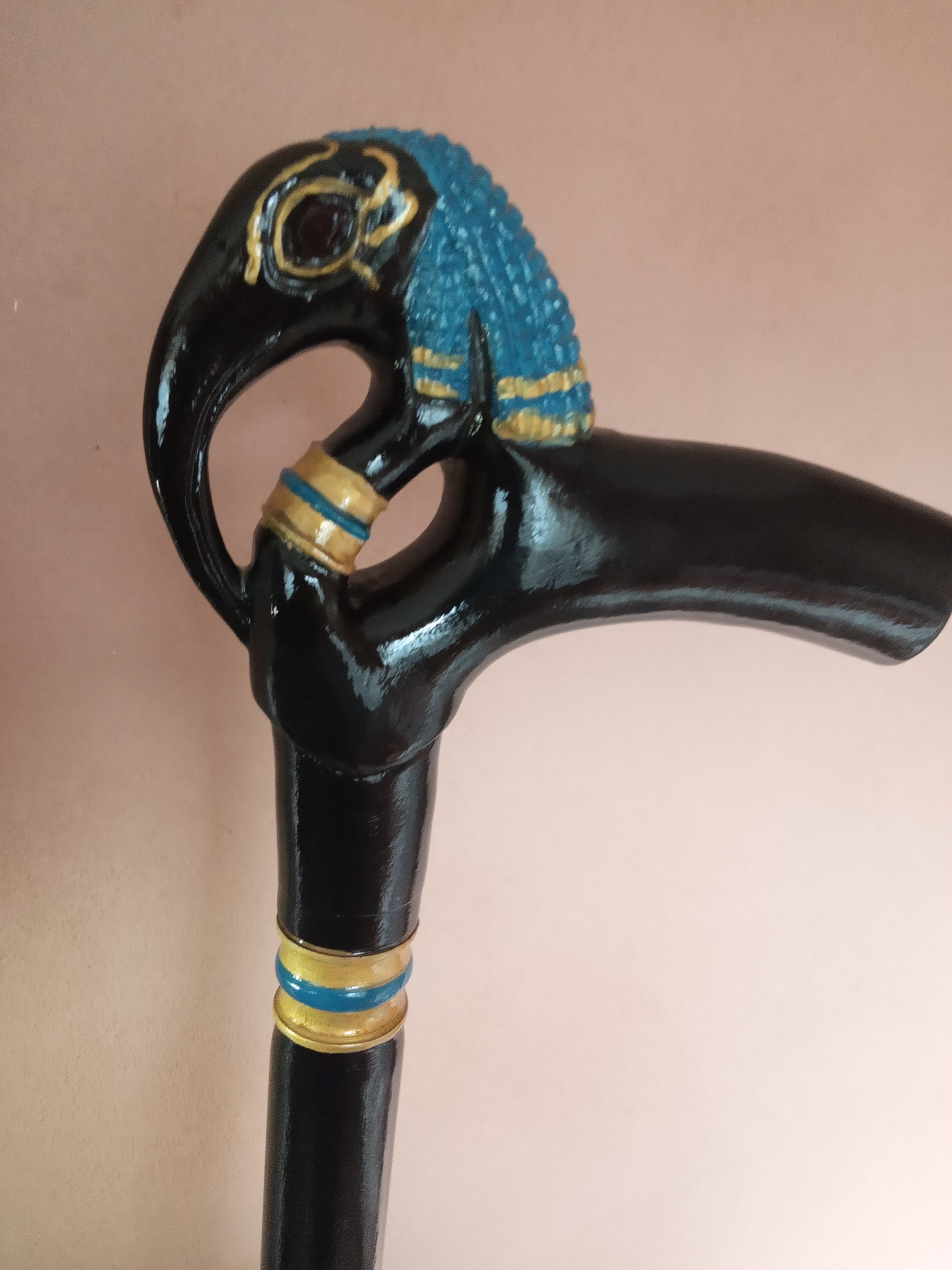 Ibis Bird Egyptian God. Walking Cane Unisex. Wood Walking Stick. Hand ...