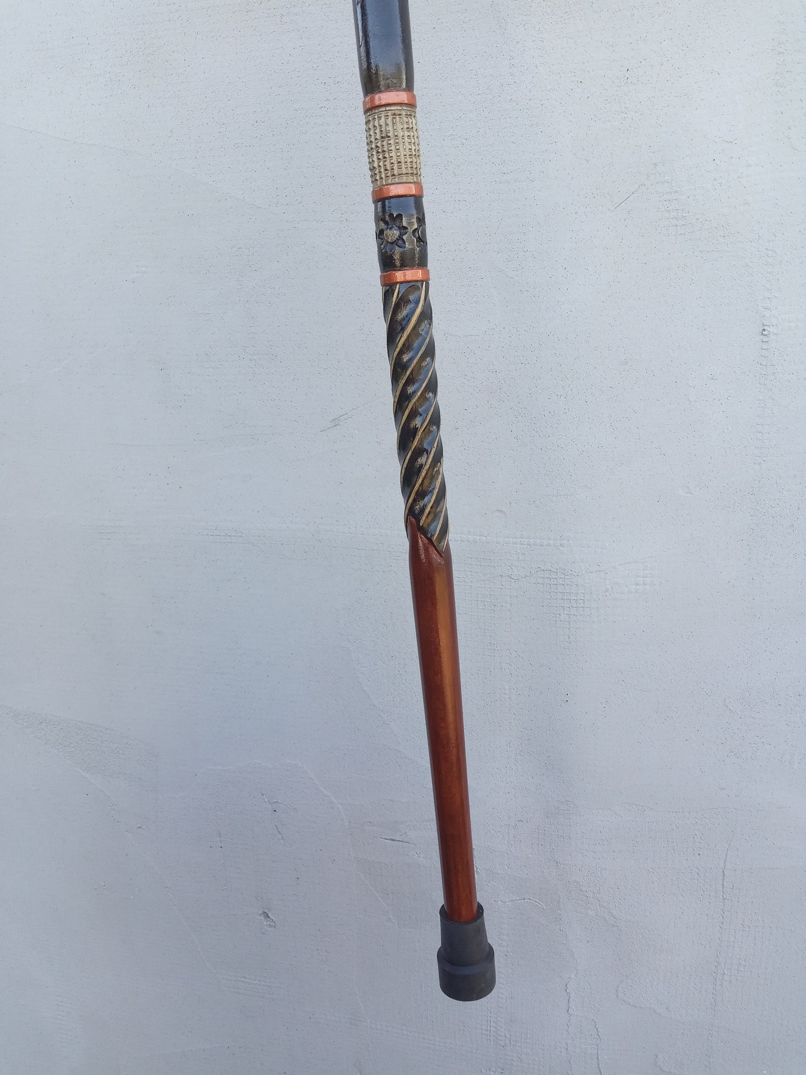 Wooden Cane Goat Carved Handle and Staff Wood Walking Stick Hand Carved ...