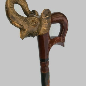 Wooden Cane Elephant Carved Handle and Staff Wood Walking Stick Hand ...