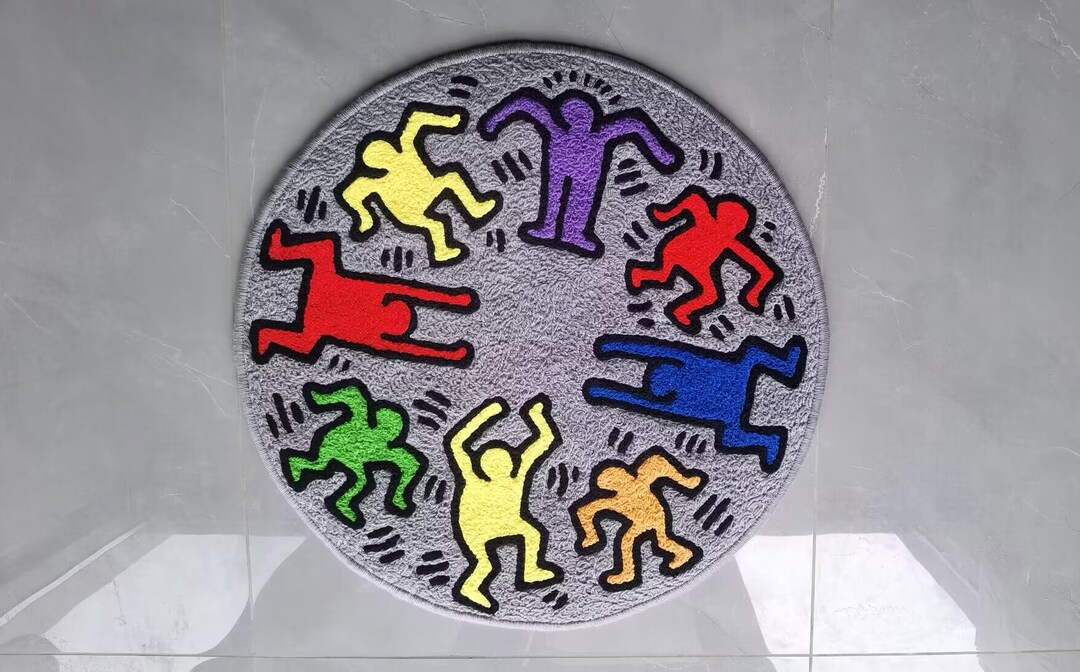 Keith Haring Rug,knitting Handmade Non-slip Area Rug Home Decor - Etsy