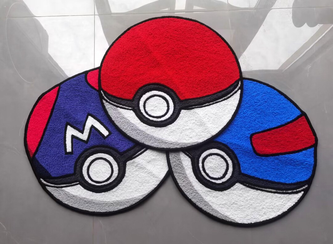 Poké Ball Rug,great Ball Master Ball Knitting Handmade Non-slip Area ...