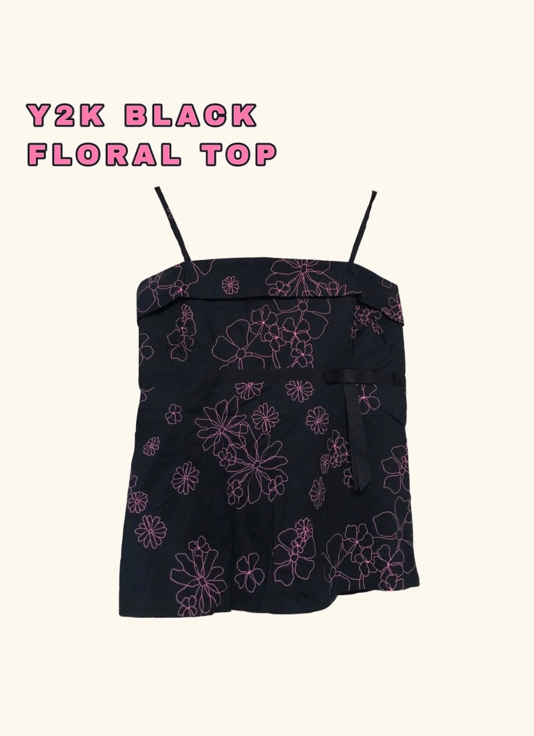 Y2k Black Floral Top - Etsy