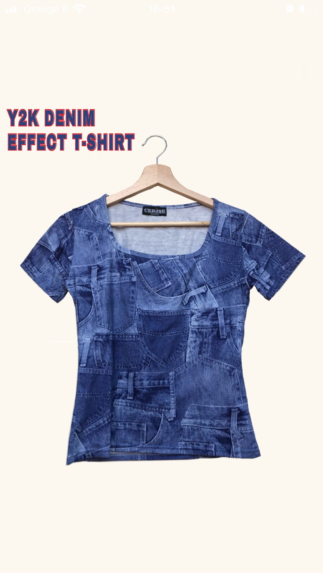 Vintage Denim Effect Tshirt - Etsy