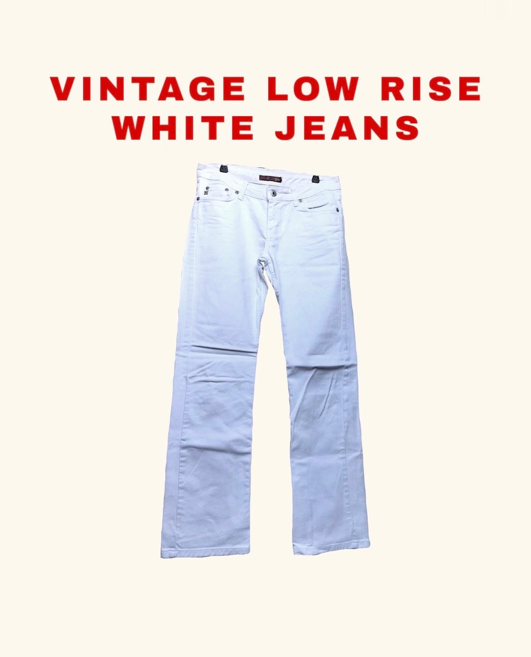 Vintage Low Rise White Jeans - Etsy