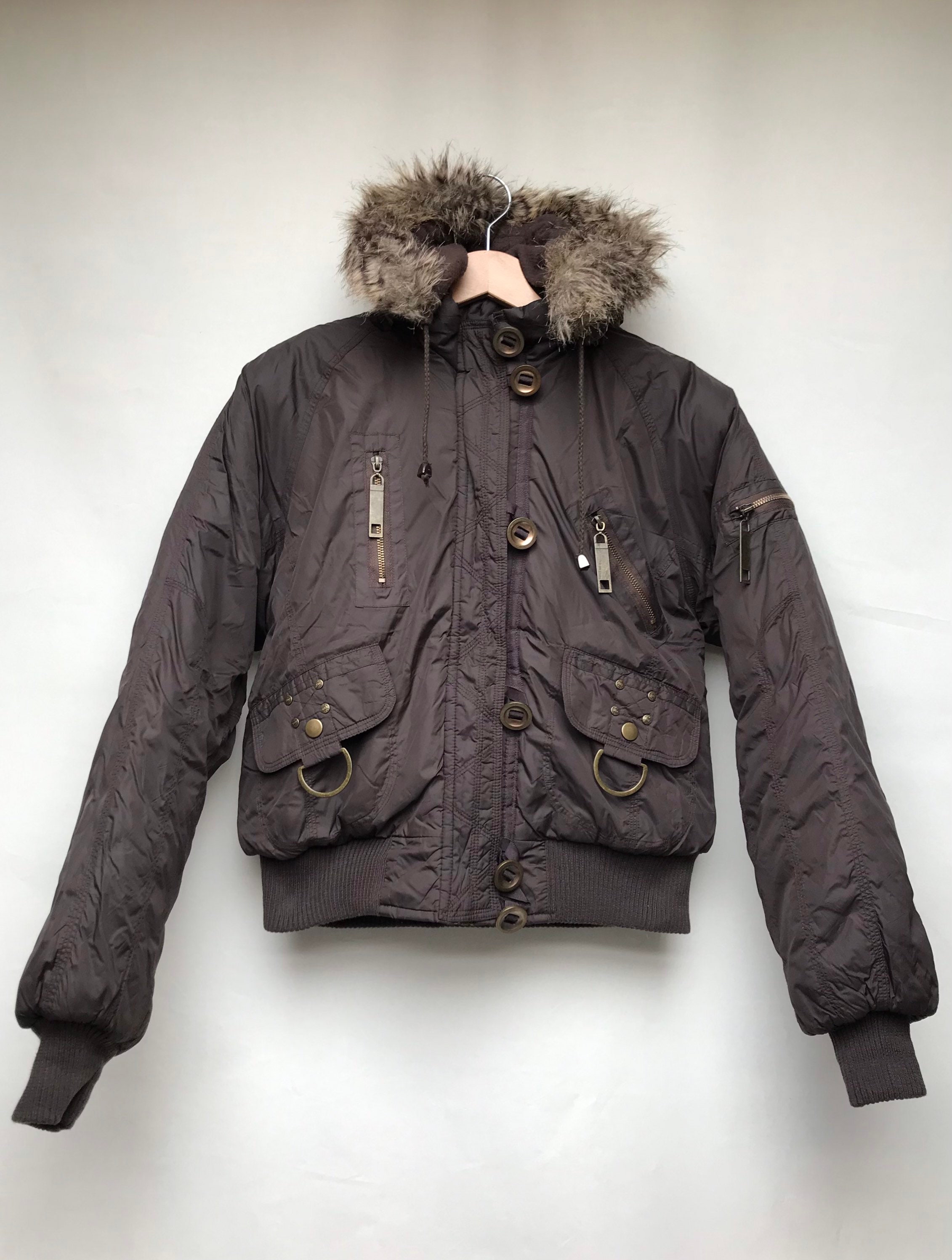 BROWN BOMBER JACKET Y2k 3 - Etsy