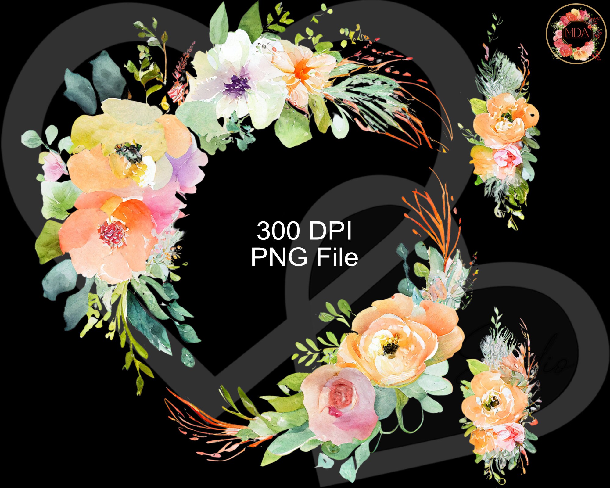 Watercolor Flowers Clipart/spring Summer Wedding Clipart for Invitation ...