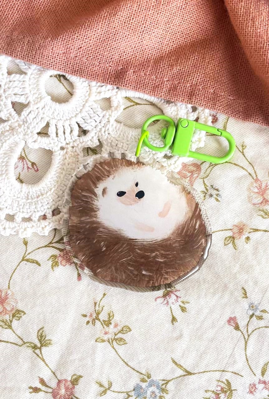 Hedgehog Keychain I Illustrated One Side Epoxy Cute Hedgehog Charm - Etsy