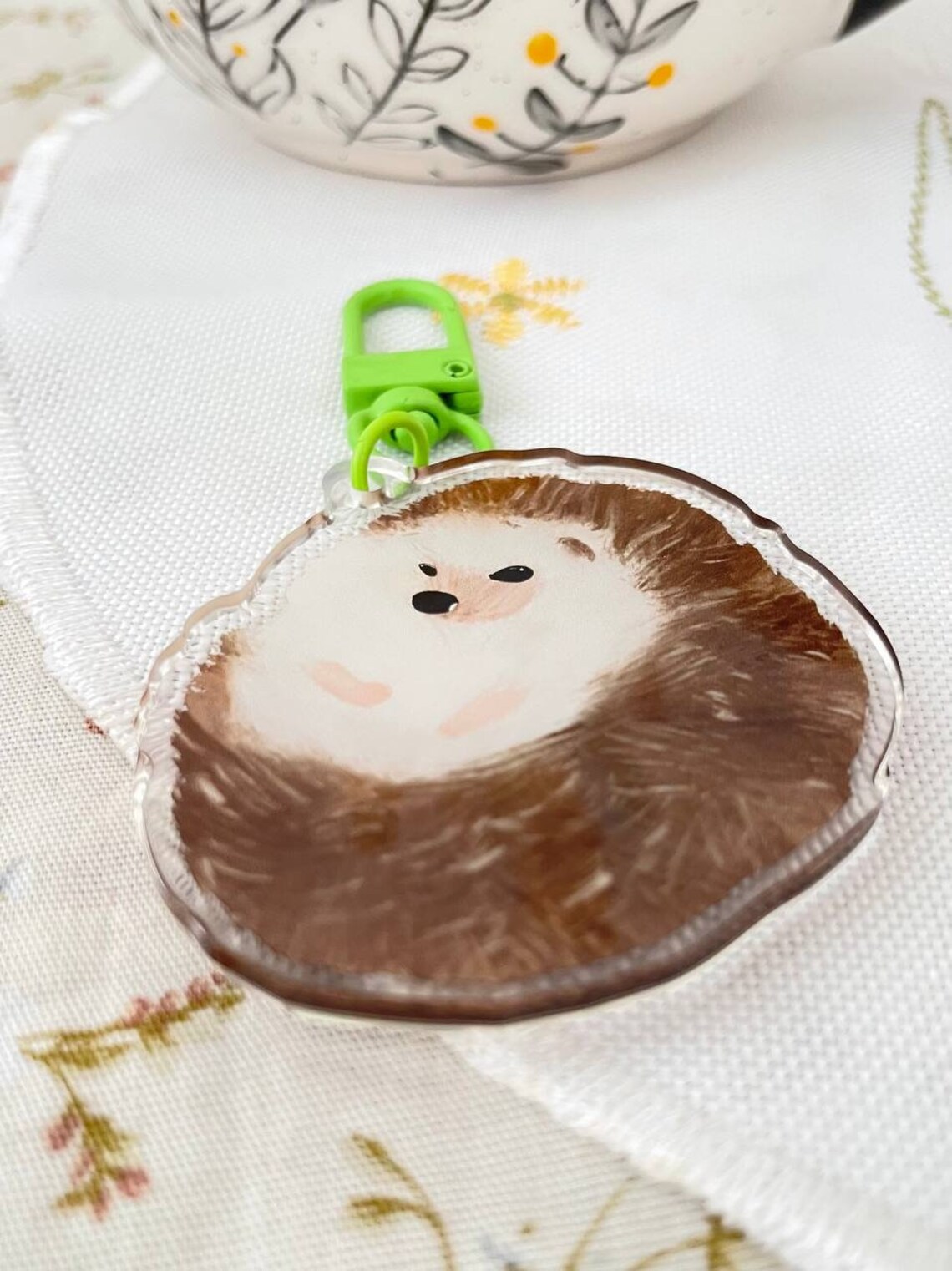 Hedgehog Keychain I Illustrated One Side Epoxy Cute Hedgehog Charm - Etsy