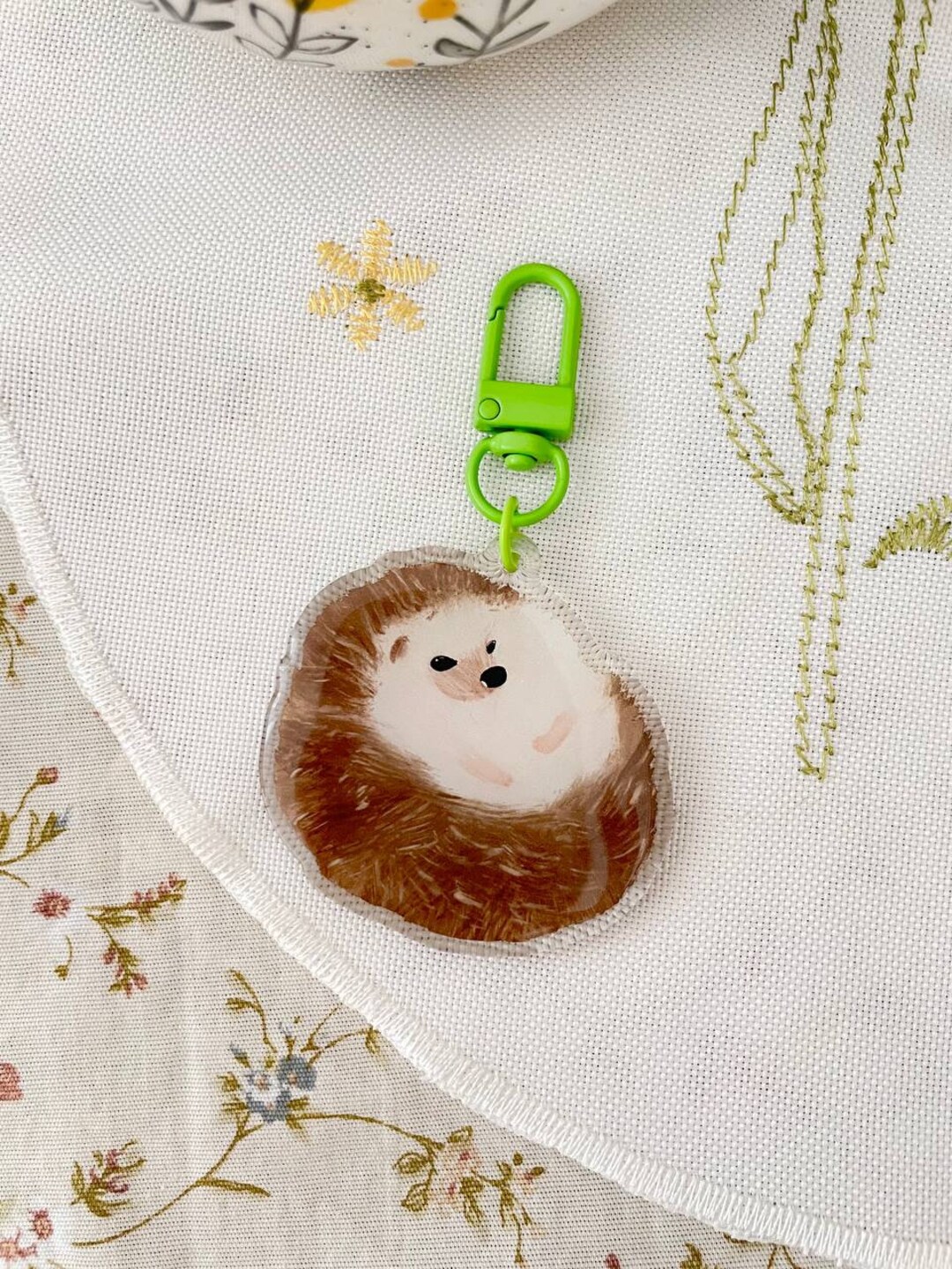 Hedgehog Keychain I Illustrated One Side Epoxy Cute Hedgehog Charm - Etsy
