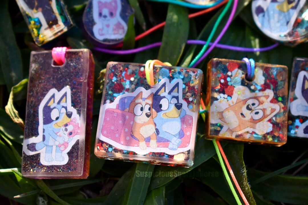 Bluey Necklaces- Halloween and Glitter Resin Pendants - Etsy