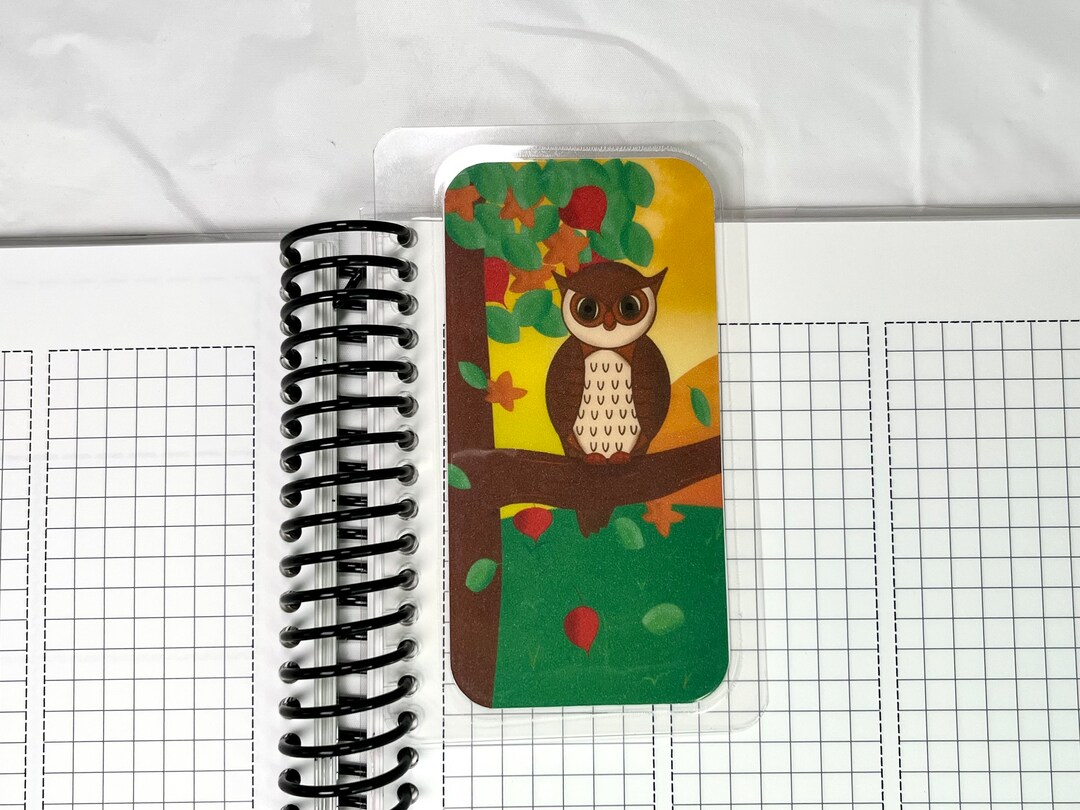 Autumn Owl Themed Bookmarks for Spiral Books & Notebooks, Laminated ...