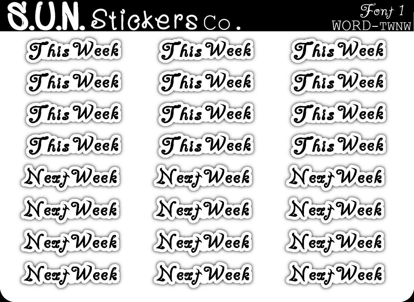 This Week Stickers Next Week Stickers Script Stickers Word - Etsy