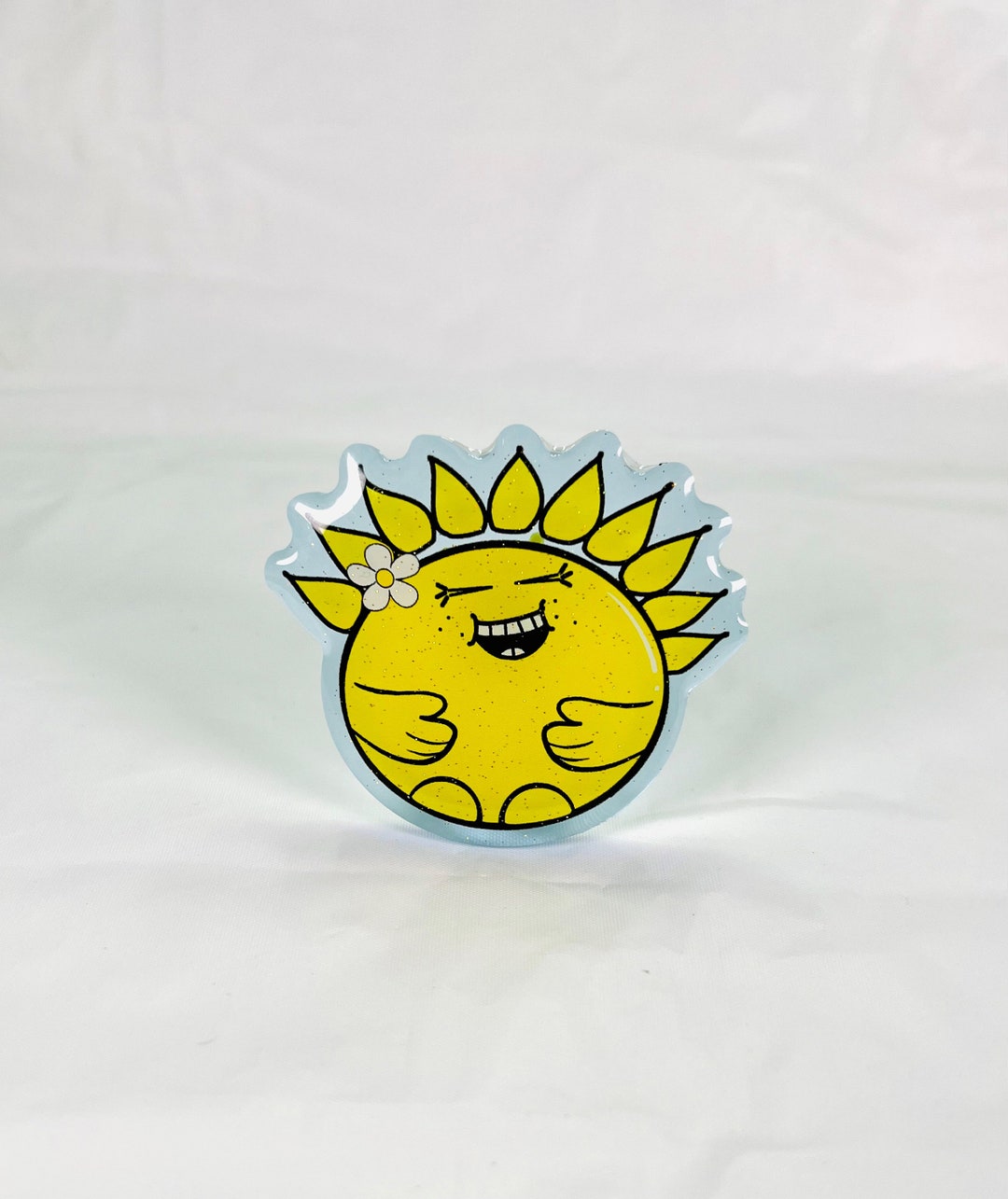 Acrylic Pin; Clear Glitter Acrylic Pin; Sun Character Acrylic Pin; Pin ...