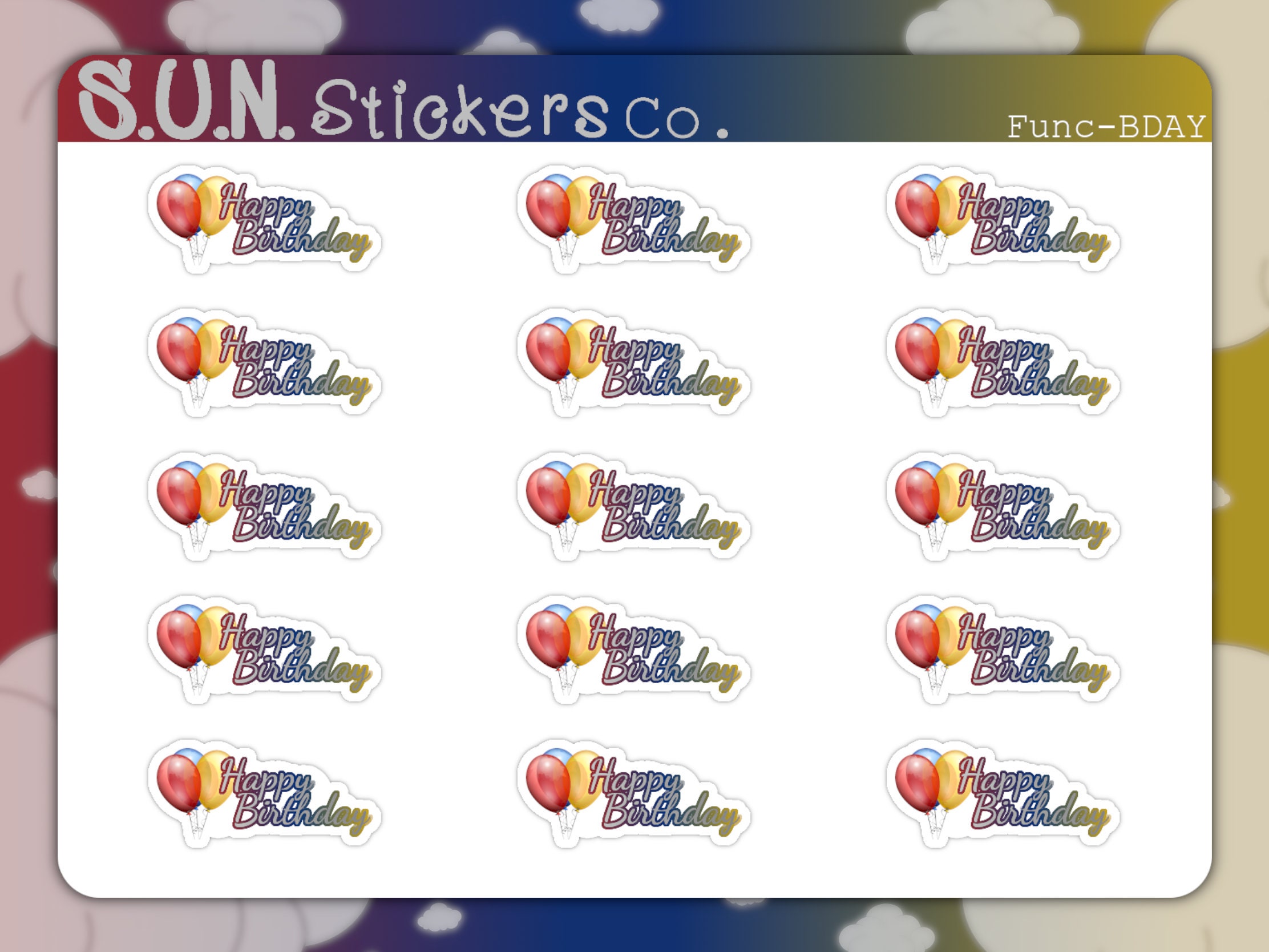 Birthday Stickers, Happy Birthday Stickers, Planner Stickers, Journal ...