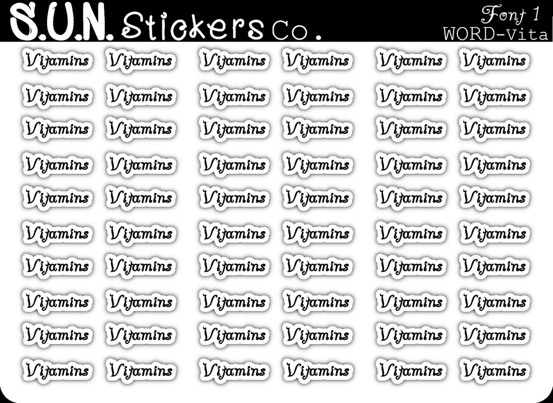 Vitamins Stickers, Script Stickers, Word Stickers, Stickers for ...