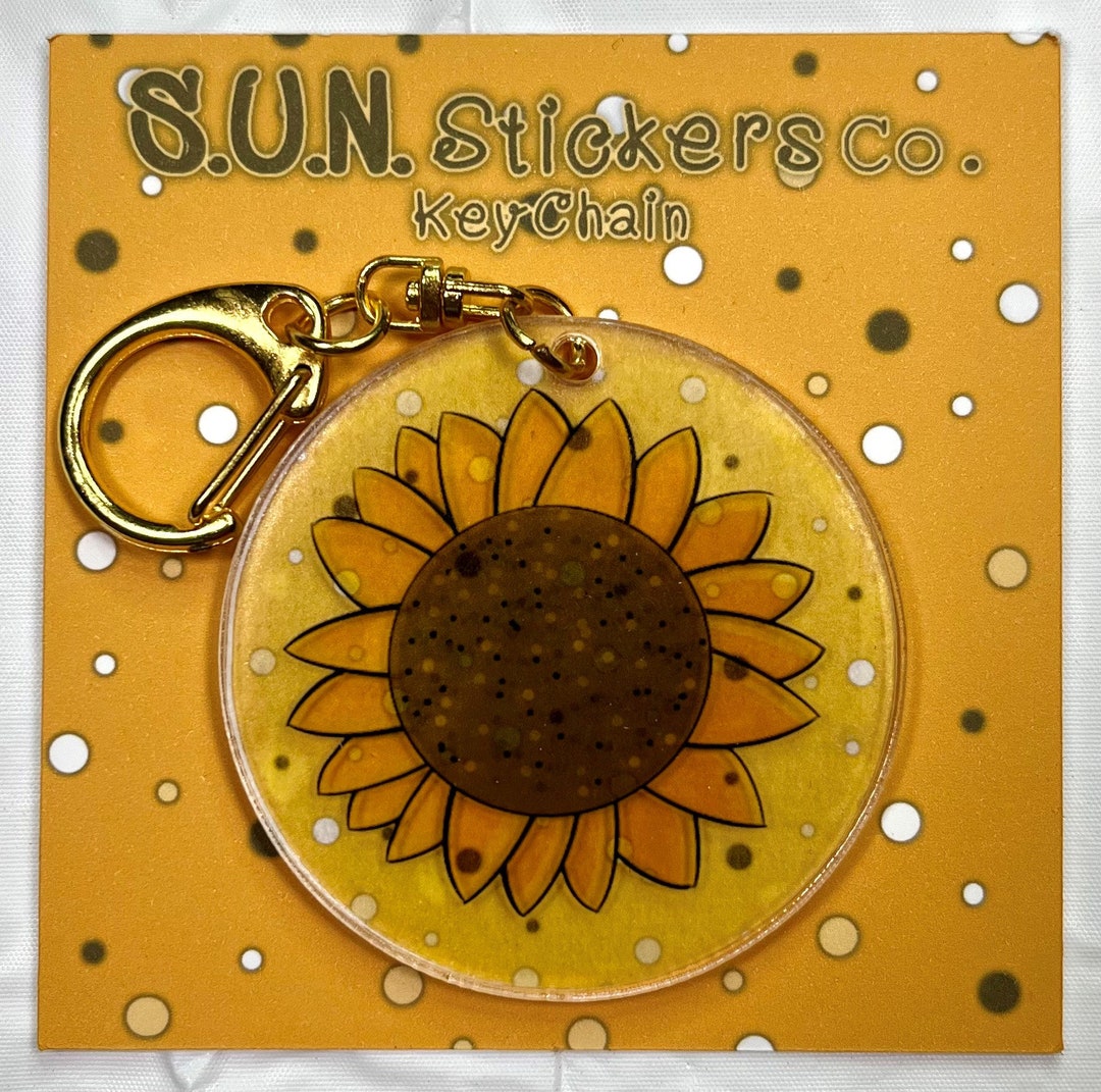 Sunflower Themed Keychain, Acrylic Keychains, Round Keychains ...
