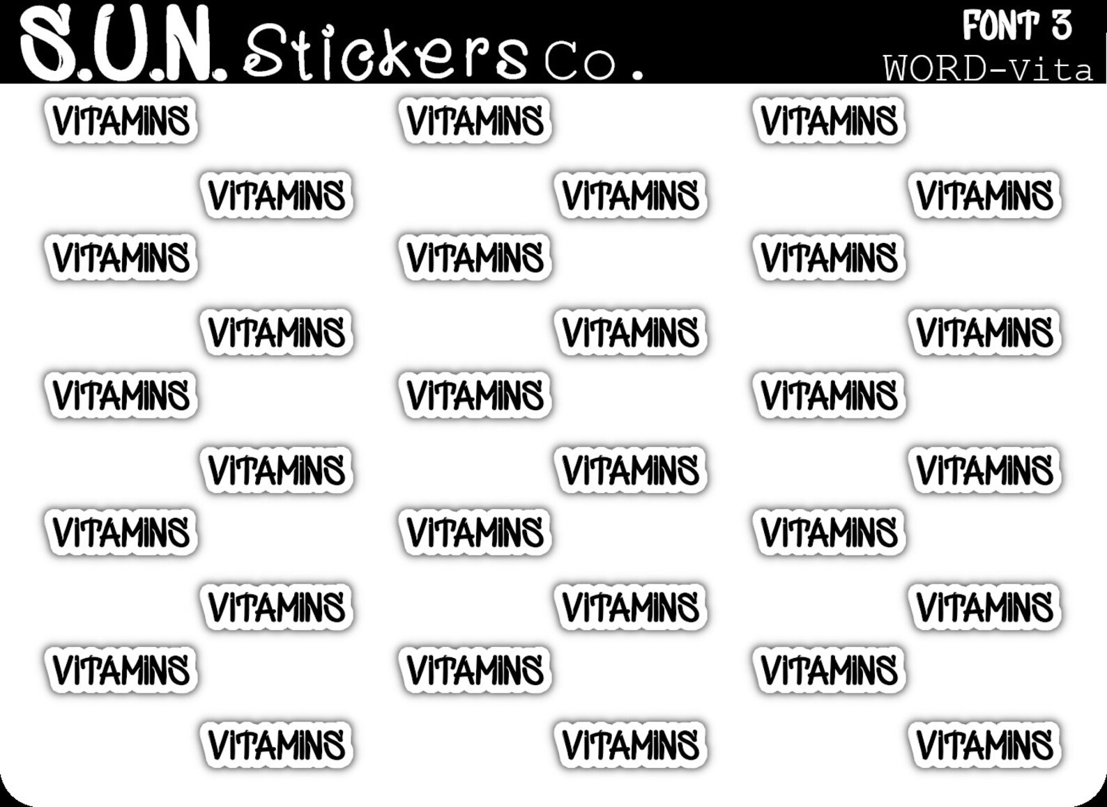 Vitamins Stickers, Script Stickers, Word Stickers, Stickers for ...