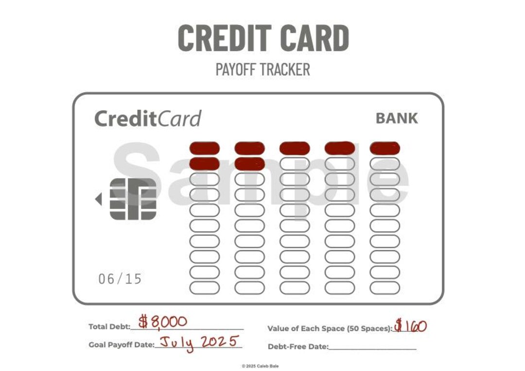 Credit Card Payoff Chart (digital Download) // Fill in 50 Blocks to ...