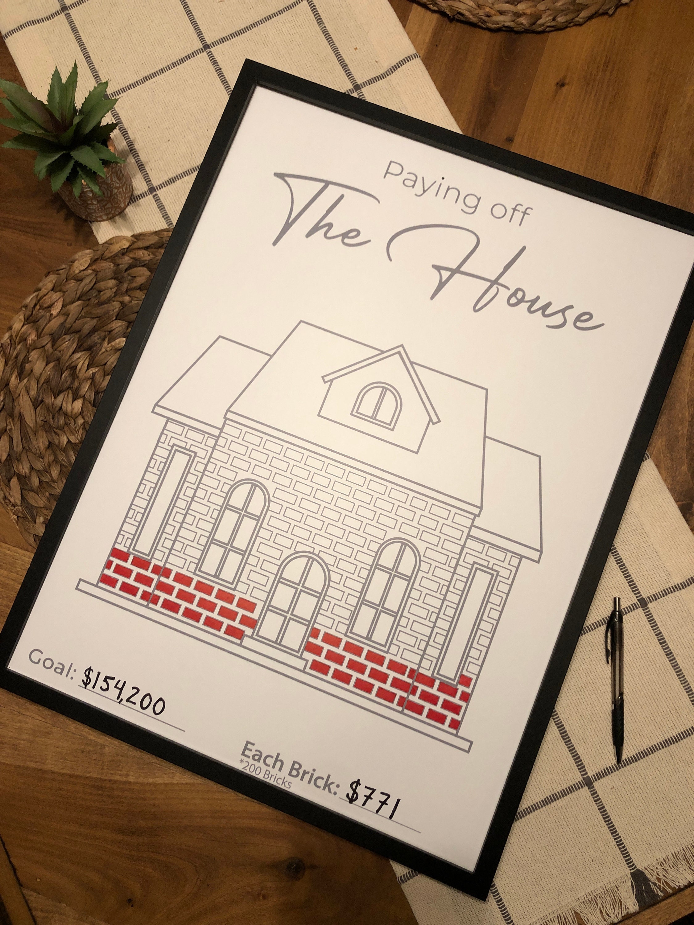 Home Mortgage Payoff Chart digital Download // Fill in 200 Bricks to ...