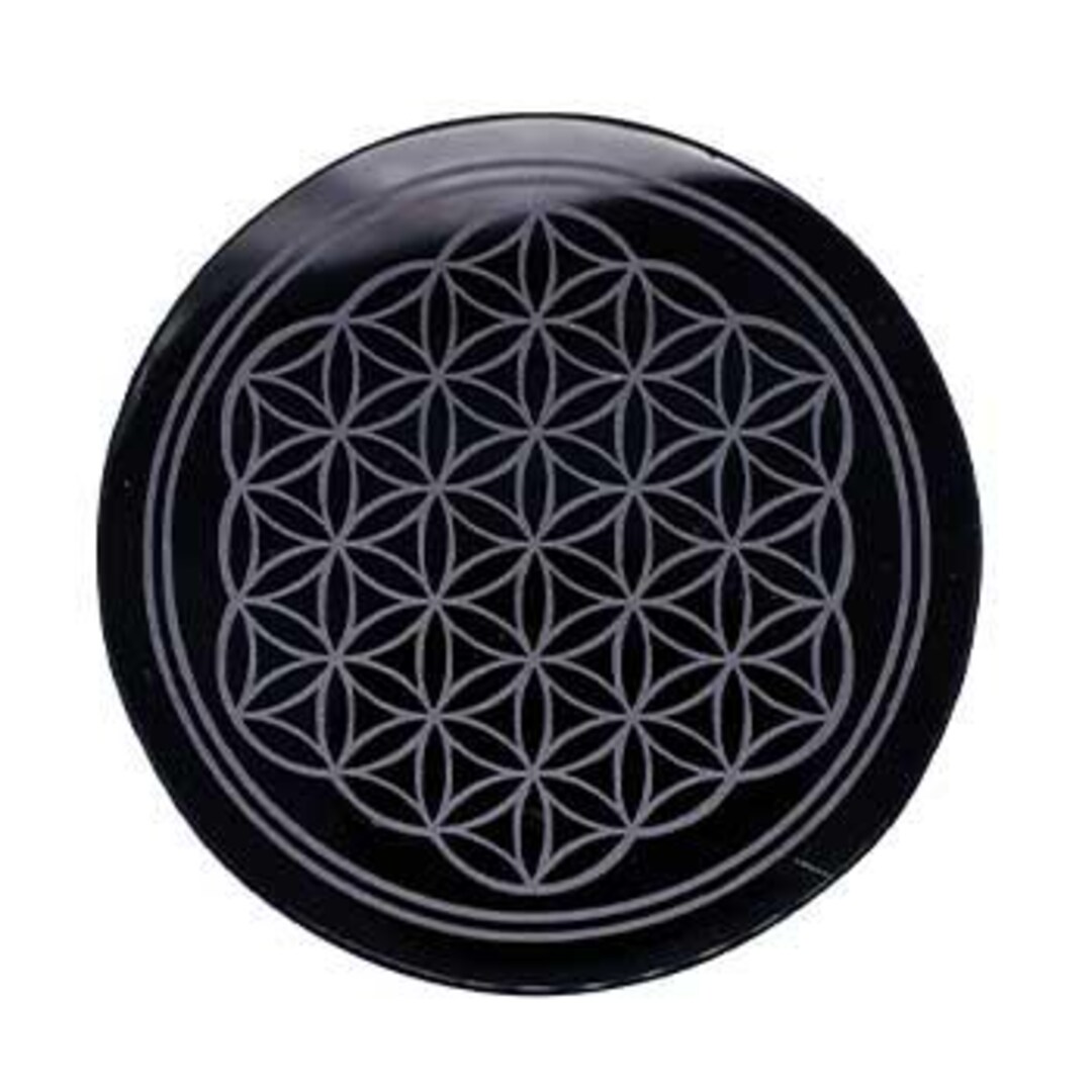 Obsidian Flower of Life Altar Tile - Etsy