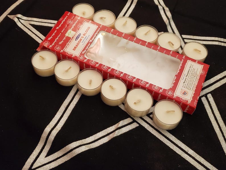 Satya Dragon’s Blood Tea Light Candles – 12-pack Box for Protection ...