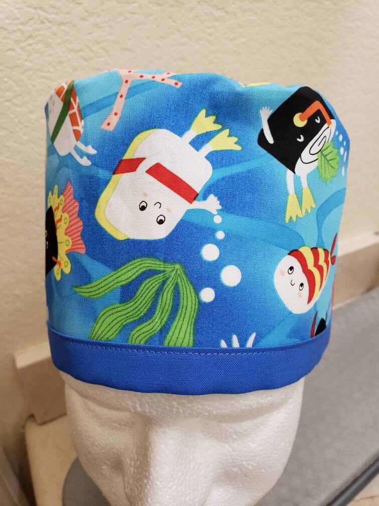 Swimming Sushi Surgical Scrub Cap - Etsy