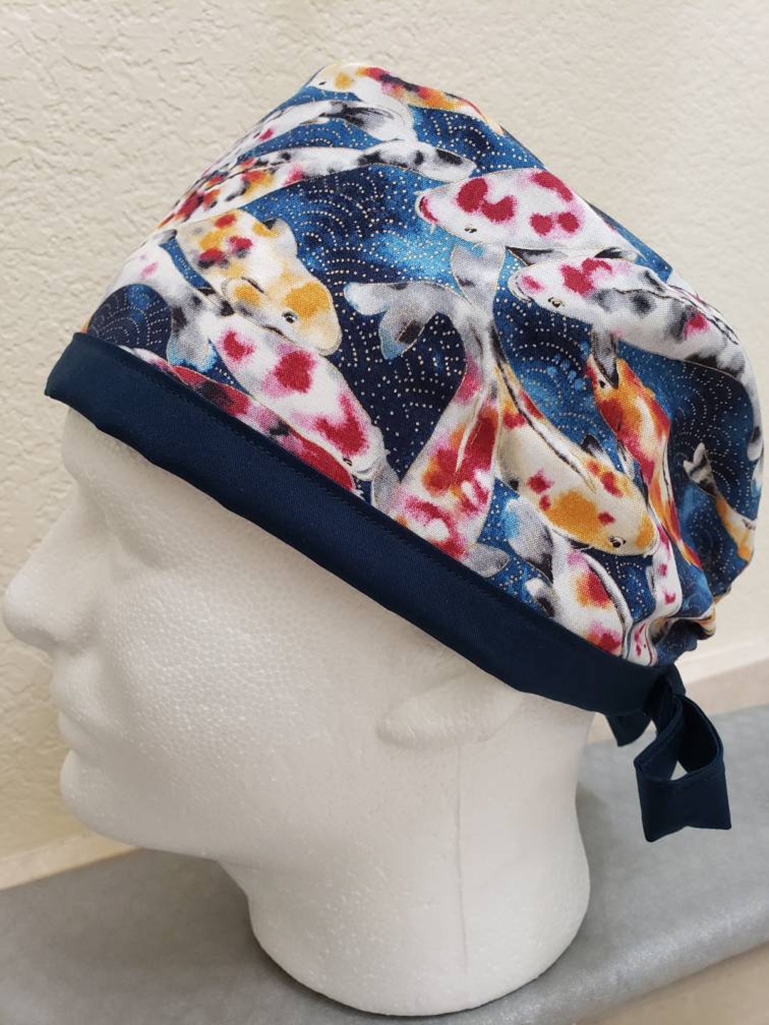 Blue Koi Fish Surgical Scrub Cap - Etsy