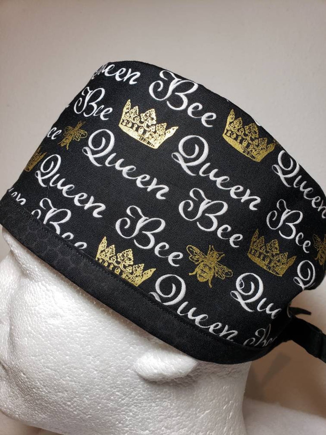 Queen Bee Surgical Scrub Cap, Black Beehive Trim,food Service Cap ...