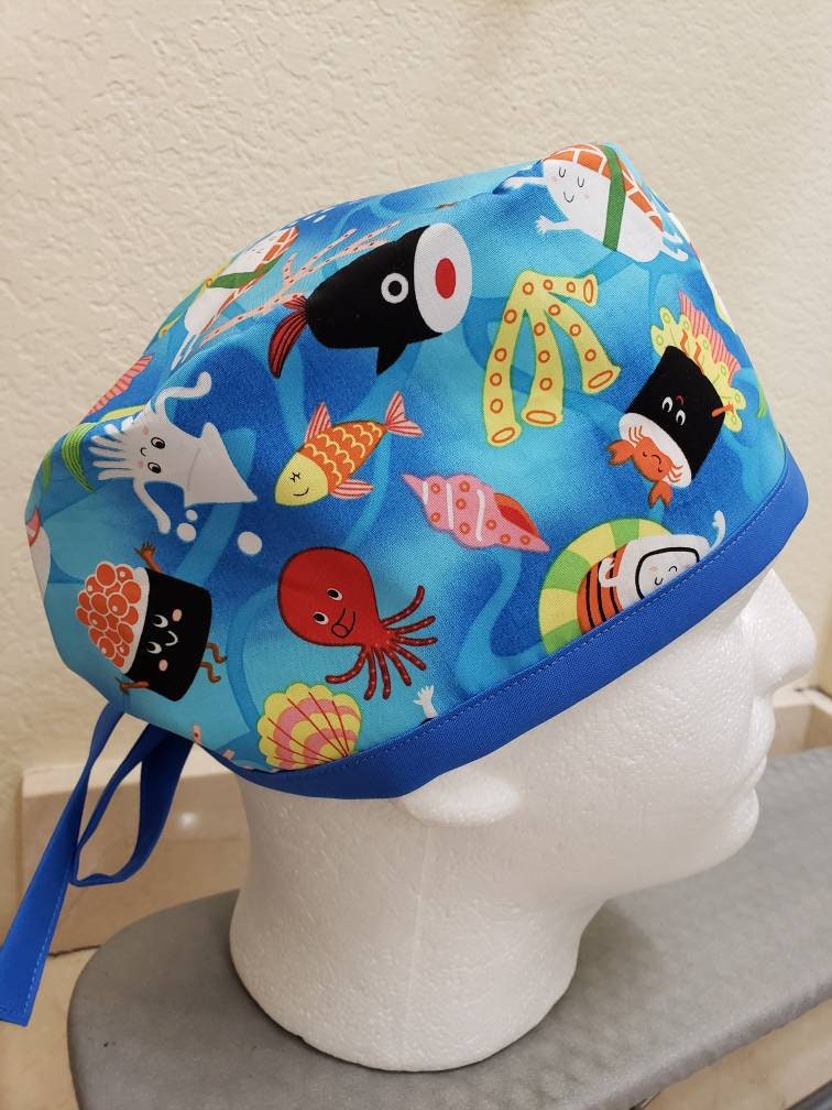 Swimming Sushi Surgical Scrub Cap - Etsy