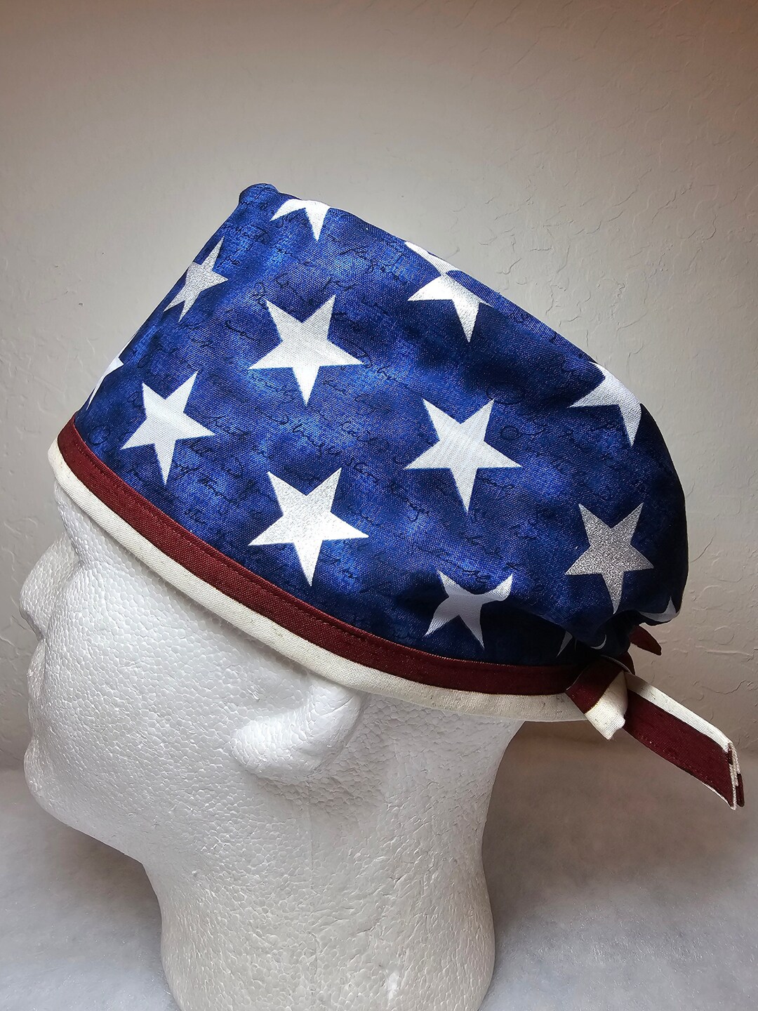 Red White and Blue Patriotic Surgical Scrub Cap, American Flag Cap ...