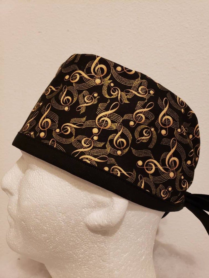 Musical Notes Surgical Scrub Cap Blackmetallic | Etsy