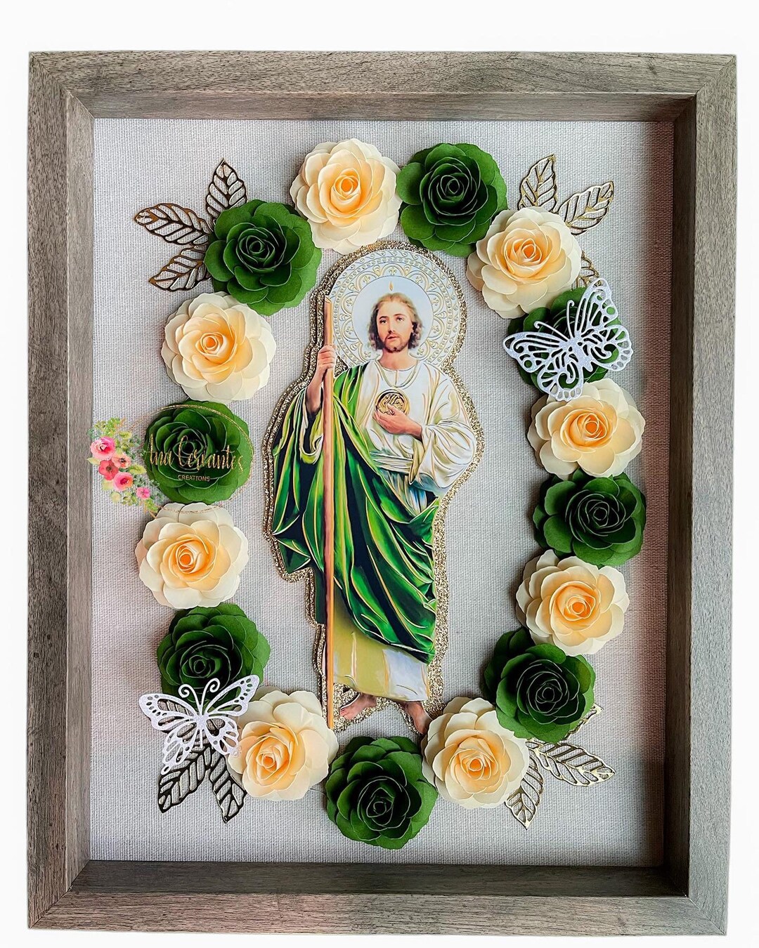 San Judas Tadeo Custom Made Shadow Boxes With Paper Roses and - Etsy