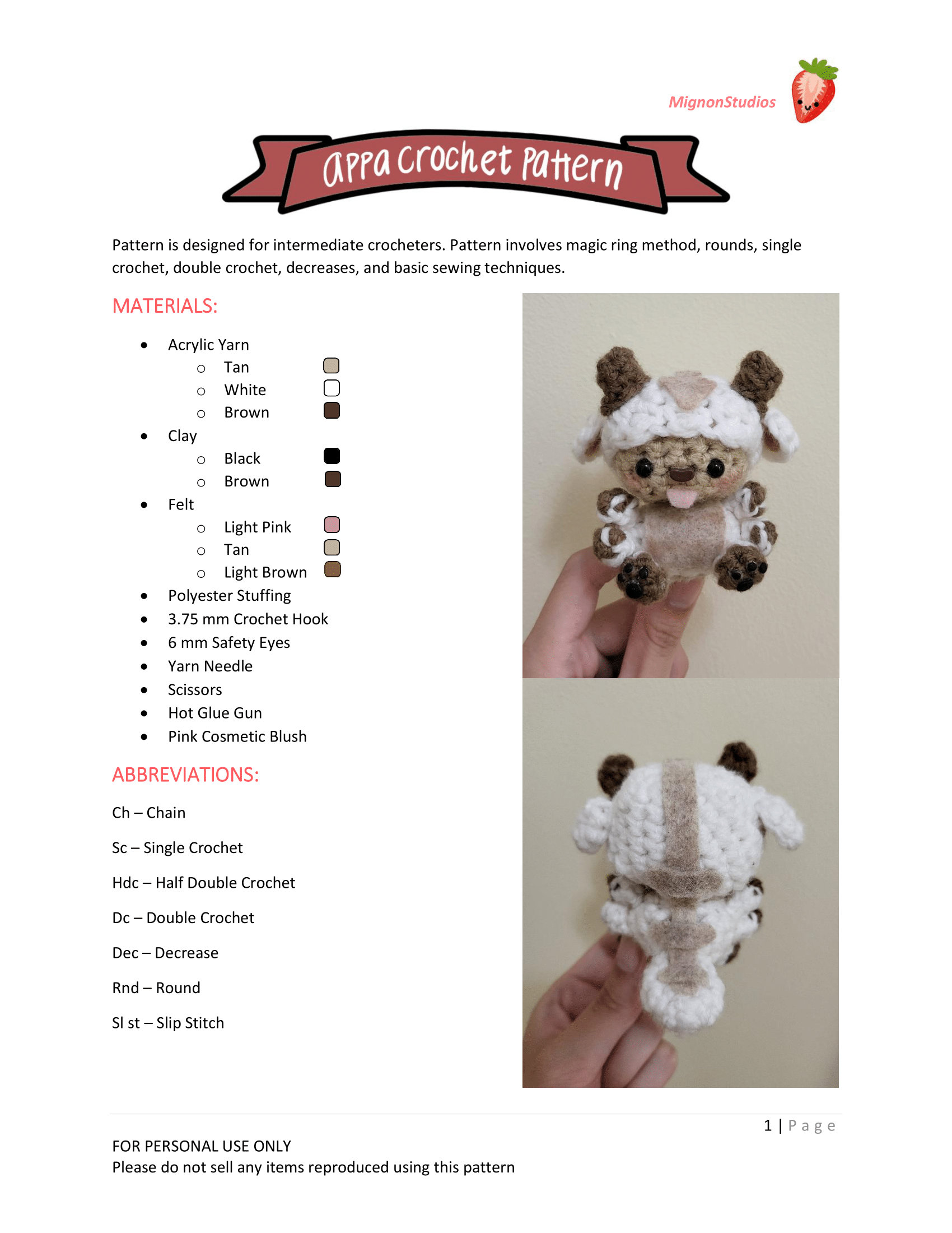 Crochet Appa Amigurumi Pattern From Avatar the Last Airbender - Etsy