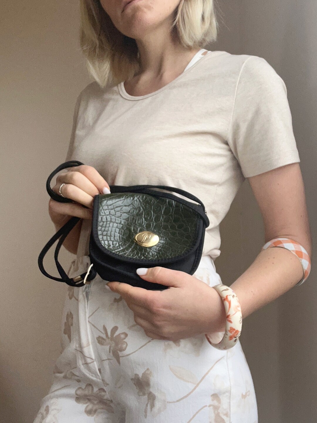 Vintage Crossbody Mini Bag | Small Purse Green & Black - Etsy