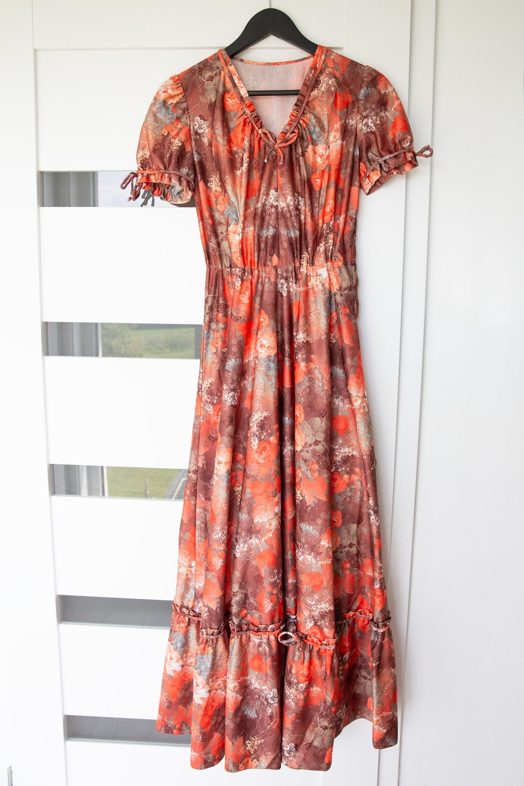 Vintage Romantic Maxi Dress With Ribbons | Boho Style Floral Dress in ...