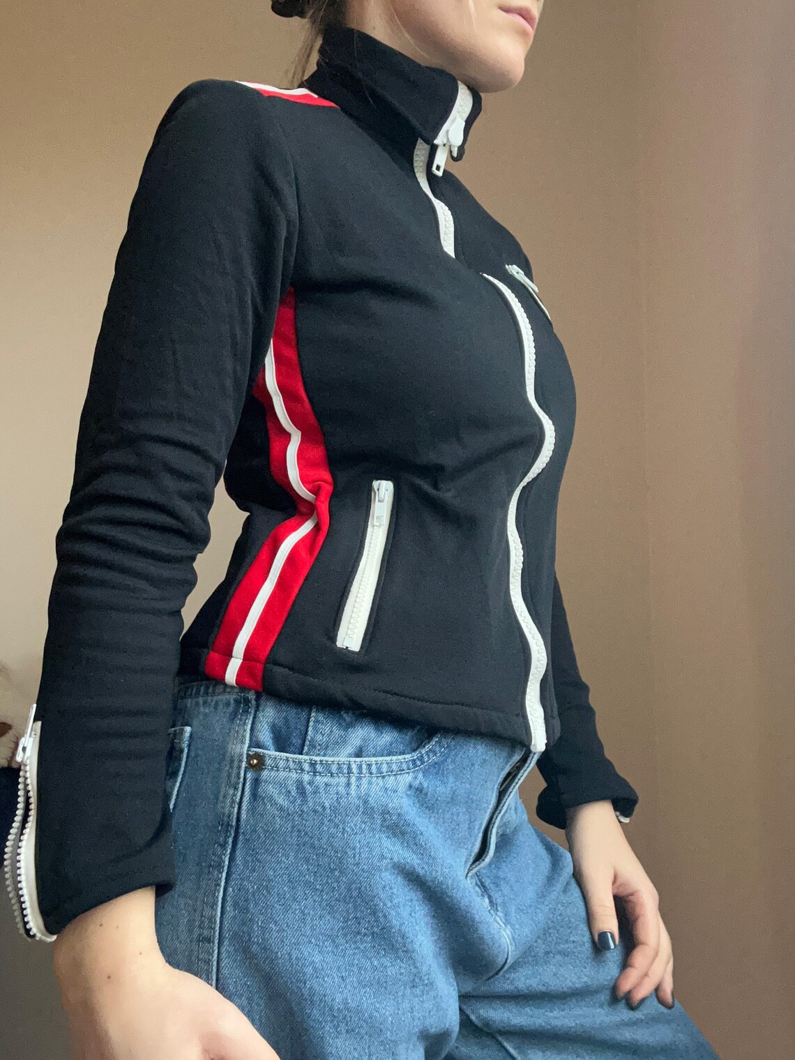 Vintage Long Sleeve Front Zipper Jumper | Retro Activewear Women | 90s ...