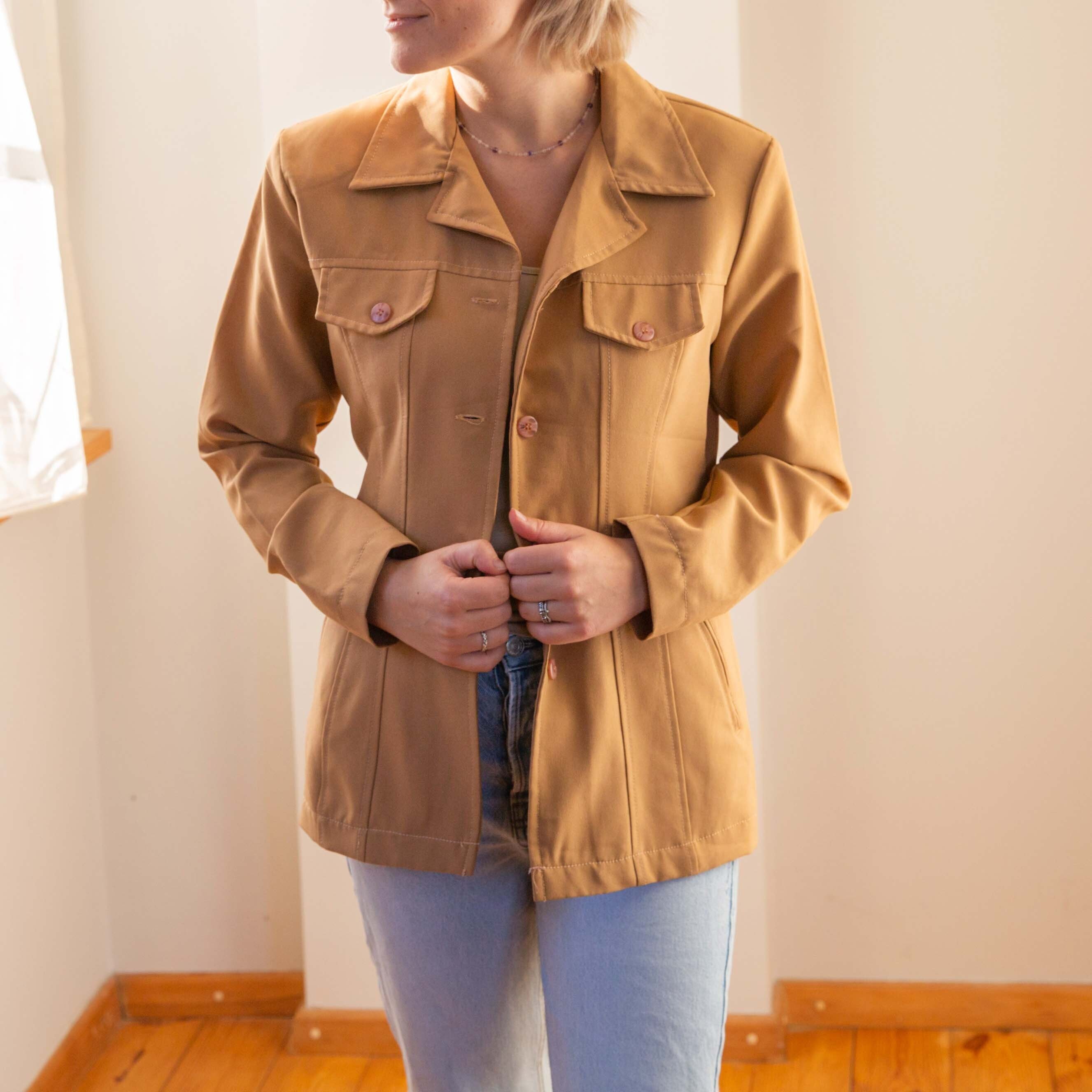 Vintage Front Pocket Jacket in Caramel Light Button Down Hippie Style ...