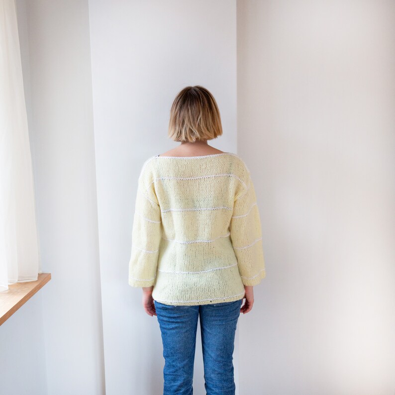 Relaxed Fit Vintage Sweater Women's Pastel Yellow Jumper Soft Light ...