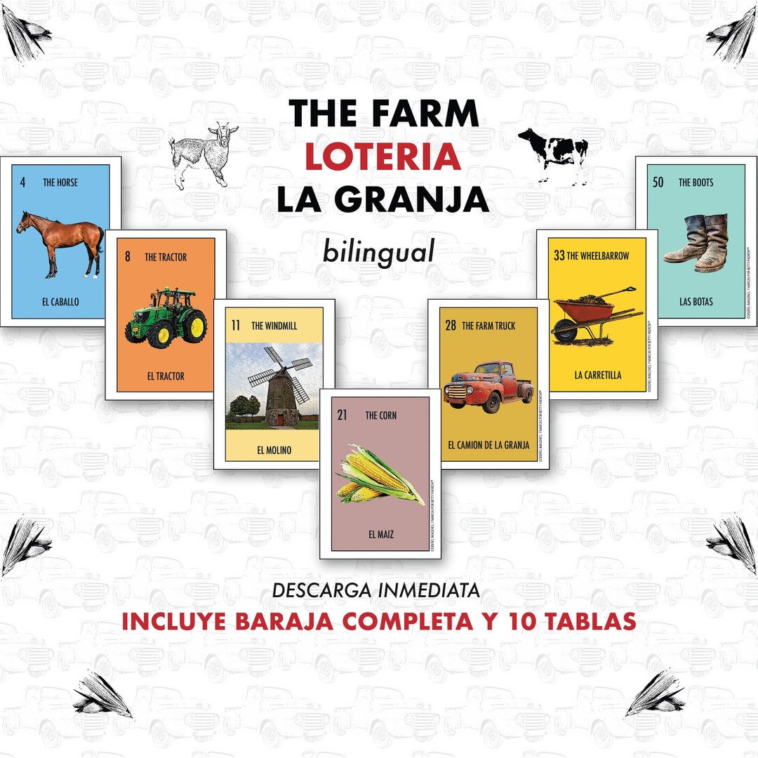 The Farm Loteria Set Loteria La Granja Bilingual baraja Y - Etsy
