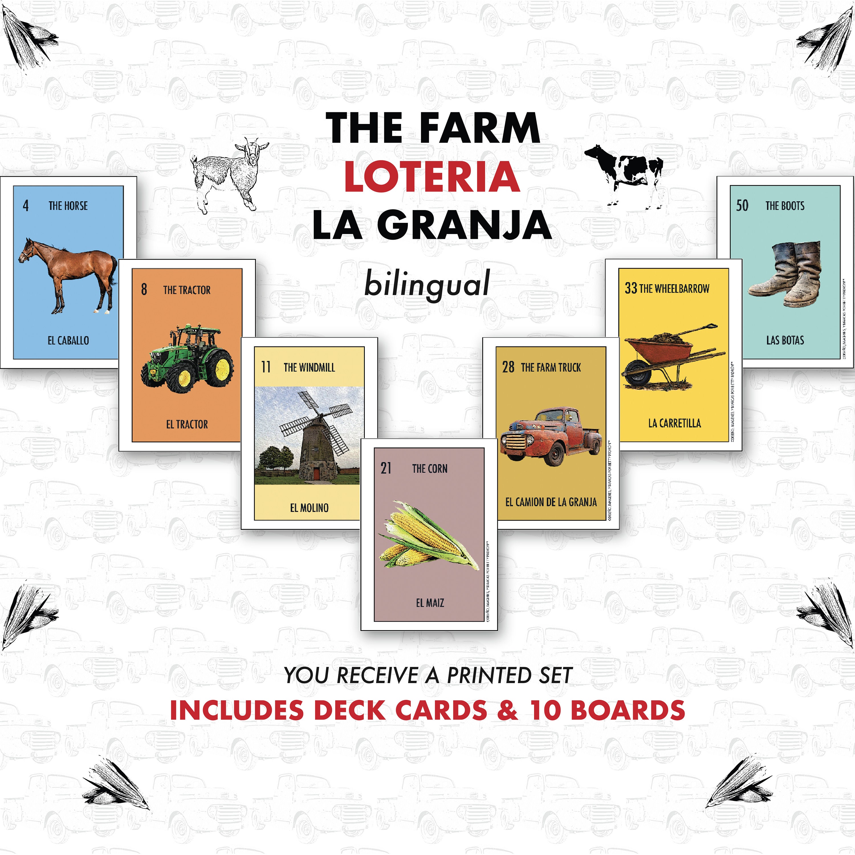 The Farm Loteria Set Loteria La Granja Bilingual baraja Y 10 Tablas You ...