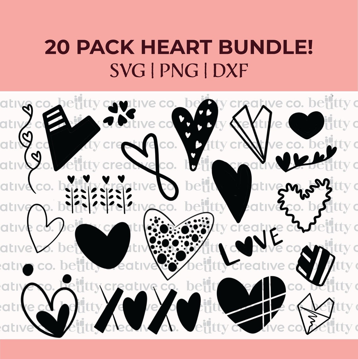 Heart SVG Bundle 20 Pcs, Corazones SVG, Heart SVG Cricut , Love ...