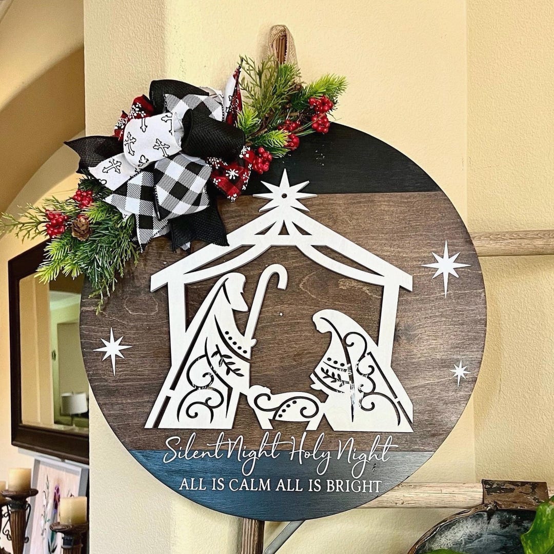 Nativity Door Decor, Nativity Door Hanger, Christmas Door Hanger, Front ...