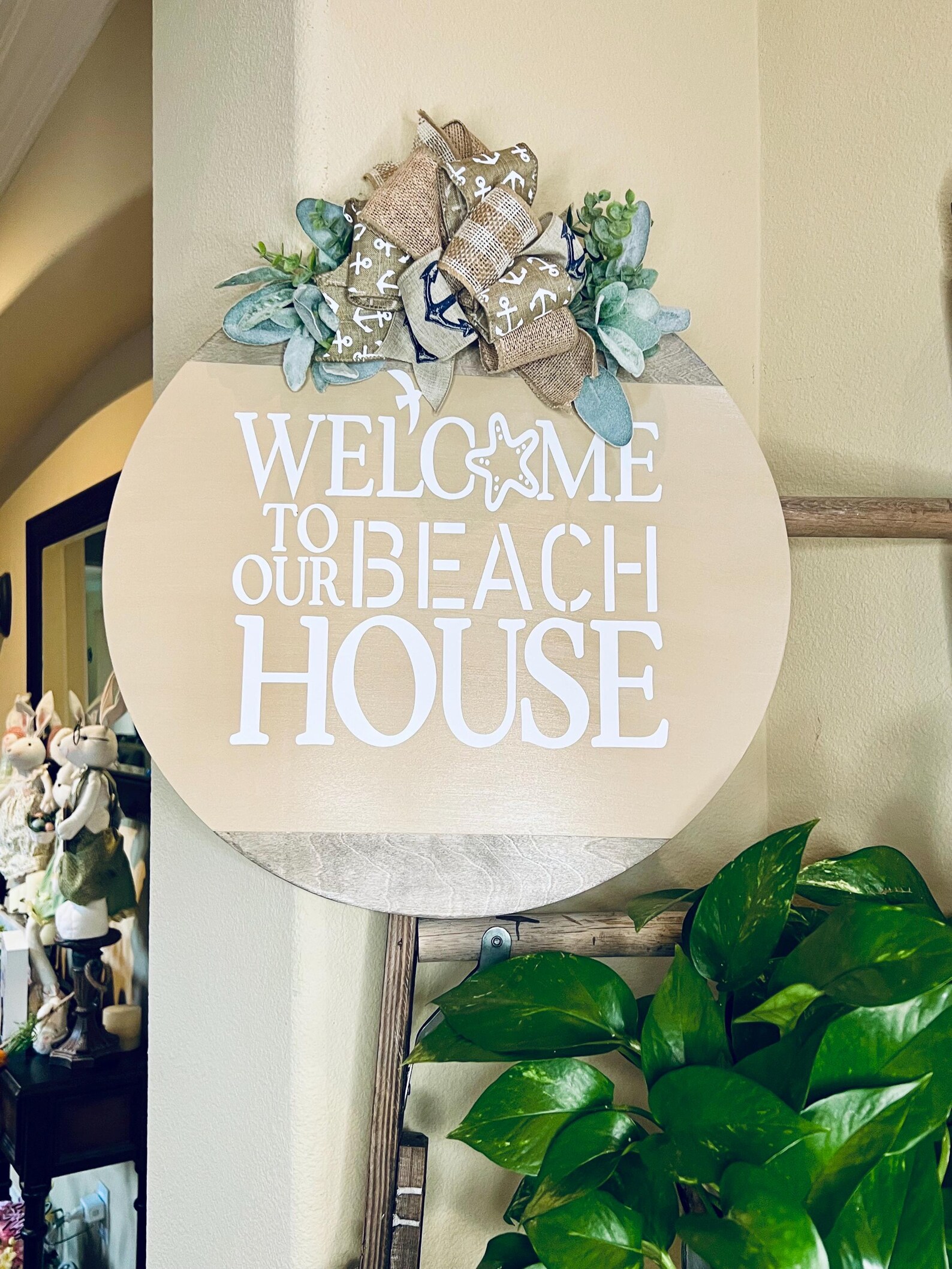 Beach Door Decor, Beach Door Hanger, Nautical Door Sign, Beach Wood ...