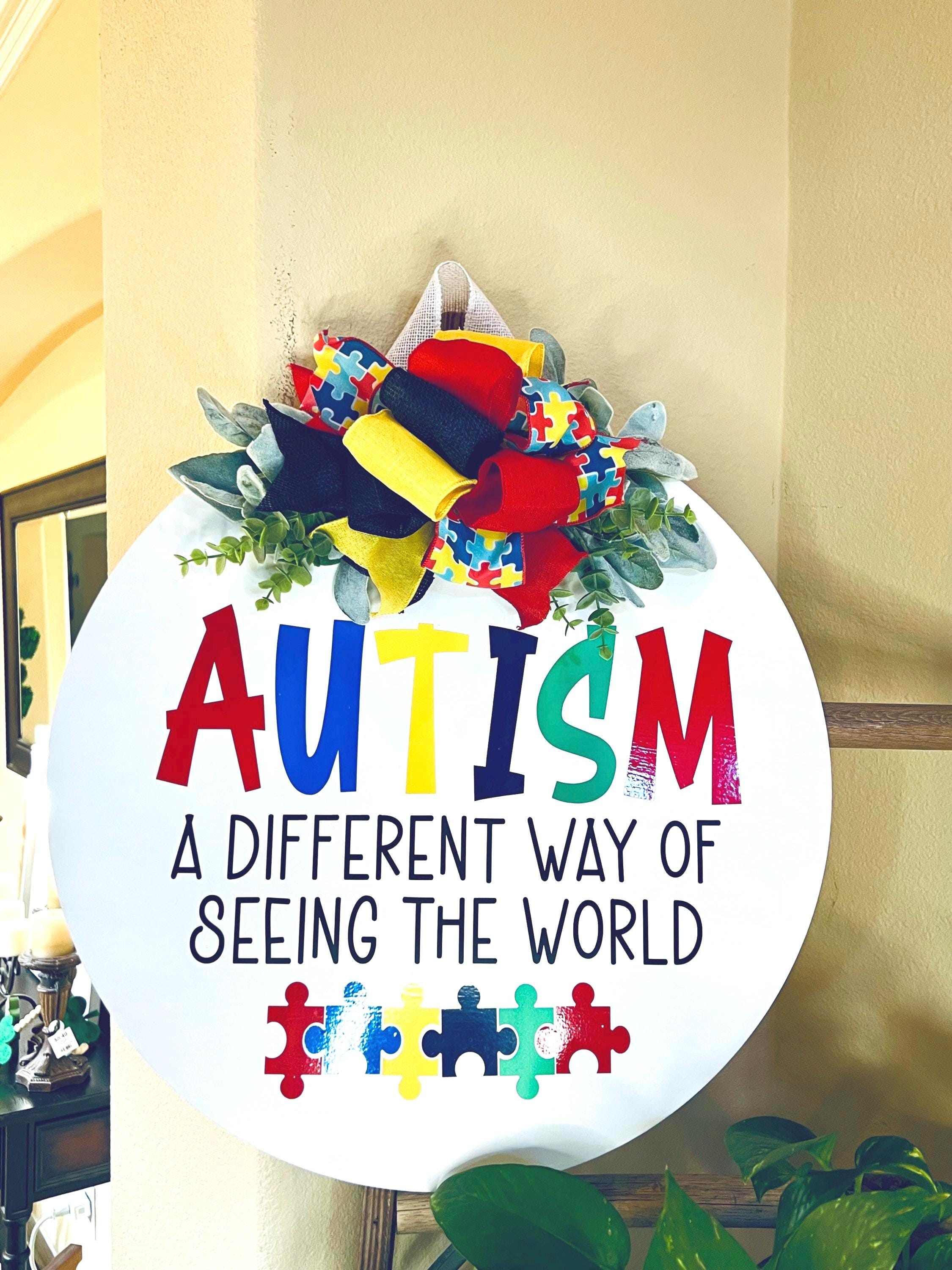 Autism Awareness Door Sign, Front Door Decor, Front Door Hanger, Autism ...