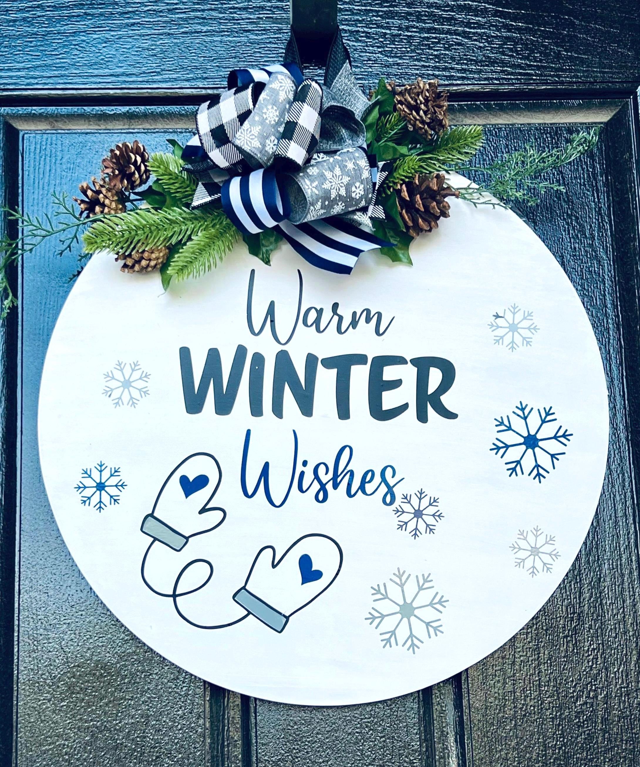 Warm Winter Wishes Door Sign: Christmas Front Door Decor - Etsy