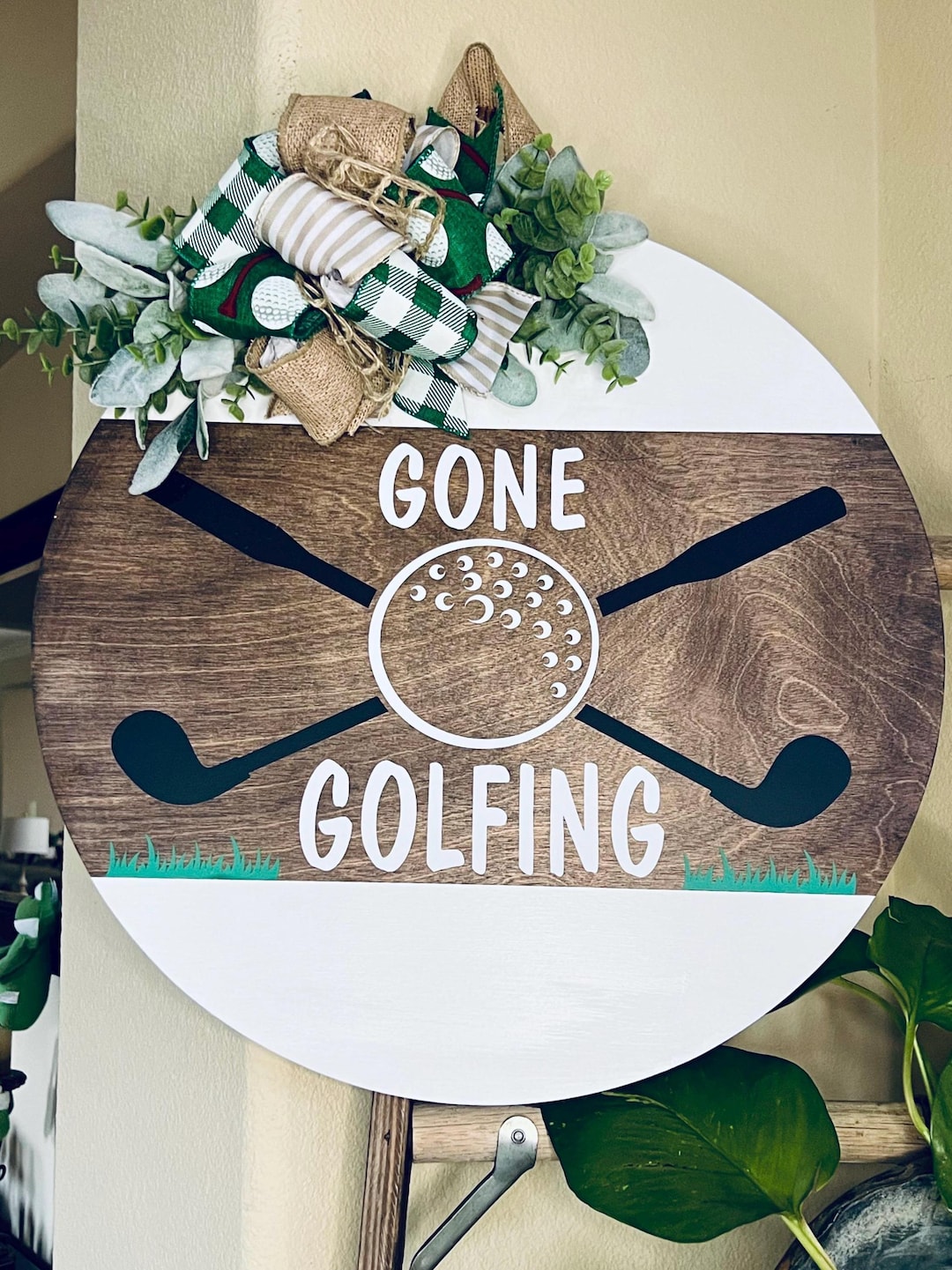 Front Door Decor, Golf Welcome Sign, Front Door Wreath, Golf Door ...