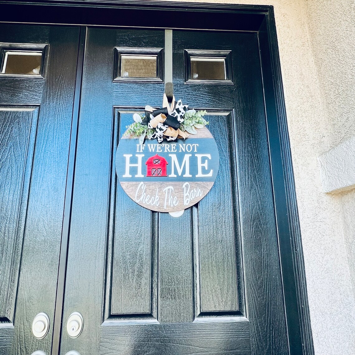 Welcome Front Door Decor, Country Cow Print Door Hanger, Farmhouse ...