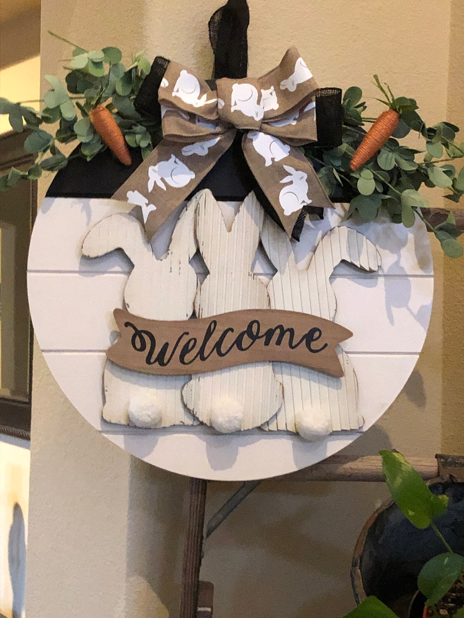 Easter Door Sign Wood Round Door Hanger | Etsy