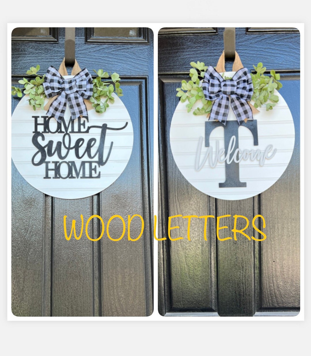 Double Door Decor, Monogram Double Door Signs, Matching Door Wreaths ...